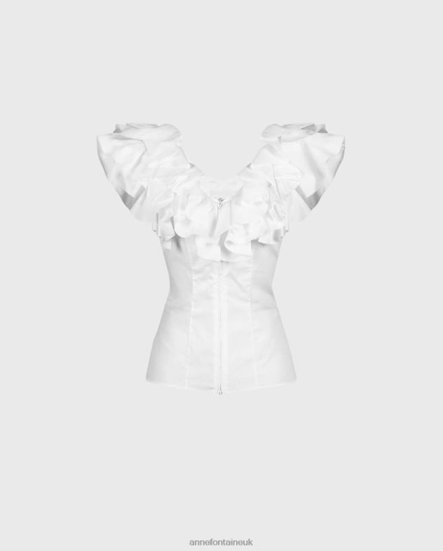 Clothing D26DH191 Anne Fontaine Women Vimera Blouse Structured Top With ...